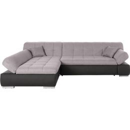 Ecksofa DOMO collection "Mona L-Form", schwarz (schwarz, grau), B:297cm H:80cm T:173cm, Struktur fein 100% Polyester;Chenilleoptik 100% Polyester;SOFTLUX/Struktur fein 100% Polyester, Sofas, Ecksofa, wahlweise mit Bettfunktion