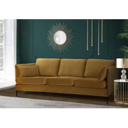 3-Sitzer Home Affaire "Light", braun (goldbraun), B:190cm H:83cm T:92cm, 100% Polyester, Sofas, inklusive loser Zierkissen, mit schmalen Armlehnen und Teleskopf&uuml;&szlig;en