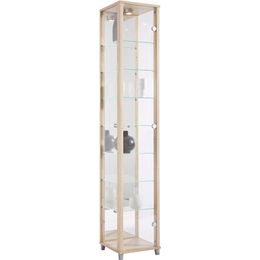 Fif M&ouml;bel Vitrine FIF M&Ouml;BELeichefarben s&auml;gerau, Holzwerkstoff, Sicherheitsglas ESG, Wohnzimmer, Schr&auml;nke, "OPTIMA", Standvitrine/Glasvitrine 1x Glast&uuml;r,perfekt