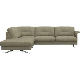 Ecksofa FLEXLUX "Glow, super bequem durch hochwertigem Sitzaufbau mit Federkern, L-Form", gr&uuml;n (fall gr&uuml;n), B:268cm H:81cm T:224cm, 62% Polyester/17%Baumwolle/14%Viscose/7%Leinen, Sofas, Ecksofa, Skandinavisches Design, In hochwertiger Verarbeitung