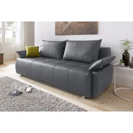 Schlafsofa Collection AB "3-Sitzer, Funtastic", grau (anthrazit), B:212cm H:84cm T:96cm, Zierkissen: 100% Polyester;Struktur (100% Polyester);Kunstleder SOFTLUX;Microfaser PRIMABELLE (100% Polyester), Sofas, Schlafsofa, inkl. Bettfunktion, Bettkasten, Federkern, Frei im Raum stellbar, Topseller
