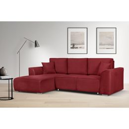 Ecksofa OTTO HOME "BEATRICE optionale Schlafsofa mit Bettkasten, B/T/H: 265/170/86 cm", rot, B:265cm H:86cm T:170cm, 100% Polyester, Sofas, Ecksofa, L-Form, wahlweise auch mit Bettfunktion und Bettkasten