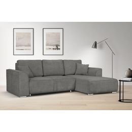 Ecksofa OTTO HOME "BEATRICE optionale Schlafsofa mit Bettkasten, B/T/H: 265/170/86 cm", grau (mittelgrau), B:265cm H:86cm T:170cm, 100% Polyester, Sofas, Ecksofa, L-Form, wahlweise auch mit Bettfunktion und Bettkasten