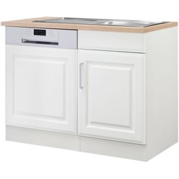 Sp&uuml;lenschrank KOCHSTATION "KS-Stockholm", wei&szlig; (wei&szlig;, wei&szlig;), B:110cm H:85cm T:60cm, Holzwerkstoff, MDF, Schr&auml;nke, Sp&uuml;lenschrank, hochwertige MDF-Fronten