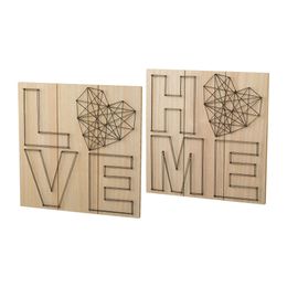 Holzbild CREATIV HOME, beige (farbe bild(er): natur), B:30cm H:30cm T:4cm, Bilder, Holzbild, Wanddeko, aus Holz, mit Schriftzug