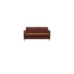 2-Sitzer FLEXLUX "Fiore", braun (cognac), B:149cm H:85cm T:92cm, 100% Polyester, Sofas, schmale Armlehnen, Kaltschaum, F&uuml;&szlig;e Alu+ Eiche