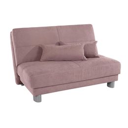 Schlafsofa Home Affaire "Gina", rosa (flamingo), B:120cm H:86cm T:195cm, Sofas, Schlafsofa, mit einem Handgriff vom Sofa zum Bett