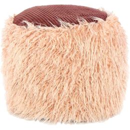 Pouf Kayoom "Fellpouf Bobtail 125, Fellhocker in zweifarbigem Design", beige (beige, braun), B:45cm H:38cm T:45cm, Bezug: 80% Acrylic 20% Polyester/ F&uuml;llmaterial: 100% Polystryol, Poufs, Pouf, modern, dekorativ, kindersicherer Rei&szlig;verschluss an der Unterseite