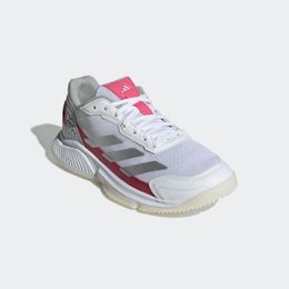 Tennisschuh adidas Performance "COURTQUICK PADEL", Damen, Gr. 46, bunt (cloud wei&szlig;, silber metallic, lucid pink), Synthetik, Textil, Schuhe, Padel-Schuh