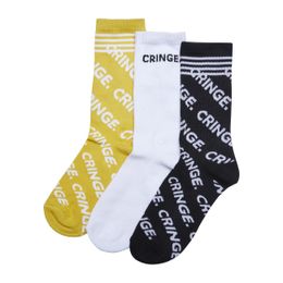 Basicsocken MisterTee "MisterTee Unisex Cringe Socks 3-Pack", Damen, Gr. 35-38, schwarz, wei&szlig;, gelb, 78% Baumwolle, 17% Polyester, 3% Elasthan, 2% Polyamid, normal, Socken