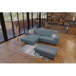 Sit & More Ecksofa SIT & MORE "Bolero L-Form", blau (blaugrau), B:290cm H:88cm T:178cm, 100% Polyester, Sofas, Ecksofa