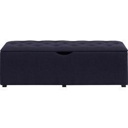 Hockerbank Home Affaire "Knobbed", blau (dunkelblau), B:120cm H:42cm T:40cm, Struktur fein (100% Polyester) f&uuml;r Bett Classico, Piazza, Premium und Vega;Struktur (100% Polyester) f&uuml;r Bett Crato und Lucina;Struktur (60% Baumwolle, 40% Leinen) f&uuml;r Bett Kiss;Kunstleder f&uuml;r Bett Natura;Struktur (100% Polyester) f&uuml;r Bett Nordica, Hocker, Hockerbank mit Stauraum, Breite 120 cm und 160 cm