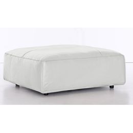 Hocker Musterring "LUCIA", wei&szlig; (snow bax), B:120cm H:43cm T:120cm, Flachgewebe VALMONT (60% Baumwolle/40% Leinen);Leder PURO, pigmentiertes Leder;Microfaser CRONA (100% Polyester);Flachgewebe FLORIS (100% Polyester);Leder BAX, pigmentiertes Leder, Hocker, Hocker