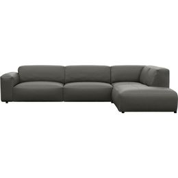 Ecksofa FLEXLUX "Lucera, super bequem durch hochwertigen Sitzaufbau mit Kaltschaum", grau (warm mineral grau), B:321cm H:73cm T:231cm, 100% Echteder, Sofas, Ecksofa, modern & anschmiegsam, L-Form, Designsofa