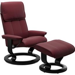 Fu&szlig;hocker stressless "Admiral", rot (bordeaux batick), B:55cm H:38cm T:39cm, Leder BATICK: BATICK ist ein leicht korrigiertes, durchgef&auml;rbtes und genarbtes M&ouml;belleder, bei dem die meisten Unebenheiten und Spuren in der Regel entfernt wurden., Hocker, Fu&szlig;hocker, mit Classic Base, Gestell Schwarz