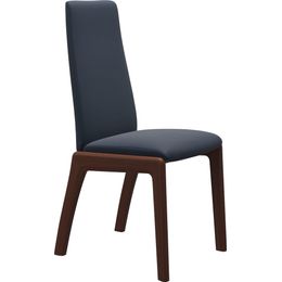 Polsterstuhl stressless "Laurel", blau (oxford blau paloma, walnuss), B:57cm H:92cm T:59cm, Leder PALOMA: PALOMA ist ein durchgef&auml;rbtes Semianilin-M&ouml;belleder mit nat&uuml;rlicher Narbung., St&uuml;hle, Polsterstuhl, Low Back, Gr&ouml;&szlig;e L, mit abgerundeten Beinen in Walnuss