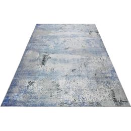 Teppich Wecon Home "Radiate", blau (blau, grau), B:80cm H:6mm L:150cm, Polyester, Teppiche, Teppich, Flachgewebe, Vintage Look