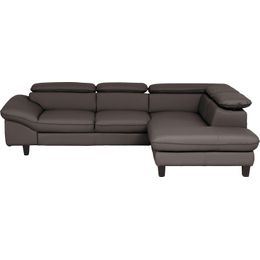 Ecksofa Home Affaire "Pilot L-Form", braun (cacao), B:266cm H:73cm T:108cm, 100% Polyester; Feinstruktur 75000 Scheurtouren; Struktur 35000 Scheuertouren, Mikrofaser 40000 Scheuertouren, Sofas, Ecksofa, mit Kopfteilverstellung, wahlweise mit Bettfunktion & Bettkasten