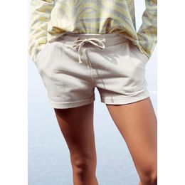 Relaxshorts Lascana, Damen, Gr. 44/46, N-Gr, grau (hellgrau), angeraute Sweatware, Obermaterial: 50% Baumwolle, 50% Polyester, unifarben, kurz, Hosen, mit seitlichen Eingrifftaschen, Loungeanzug