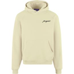 Kapuzensweatshirt PEQUS "PEQUS PEQUS Chest Logo Hoodie", Herren, Gr. L, cream, 100% Baumwolle, bedruckt, Sweatshirts