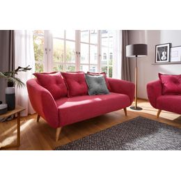 2,5-Sitzer Home Affaire "Baggio modern und romantisches Design, bequem", rot, B:196cm H:80cm T:103cm, Sofas, Zierkissen inklusive