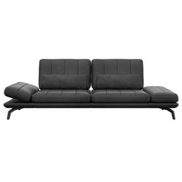 3-Sitzer FLEXLUX "Tropea Funktionssofa, Designsofa, Relaxfunktion, TV-Couch", schwarz (jade schwarz), B:252cm H:90cm T:145cm, Sofas, mit Armteilverstellung sowie Sitztiefenverstellung, Breite 252 cm