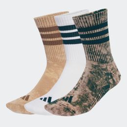 Sportsocken adidas Performance "STONEWASH CREW, 3 PAAR", Herren, Gr. L (43/45), warm sandstone, aurora ivy, wei&szlig;, Obermaterial: 50% Baumwolle, 47% Polyester, 2% Elasthan, 1% Polyamid, Socken Sportsocken, f&uuml;r Laufen, sportlicher Stil, mit klassischen 3-Streifen am B&uuml;ndchen