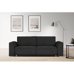 3-Sitzer OTTO HOME "BEATRICE, B: 250 cm - wahlweise mit Bettfunktion", grau (anthrazit), B:250cm H:92cm T:107cm, 100% Polyester, Sofas, u. Bettkasten, incl. 2 Zierkissen