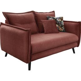 2-Sitzer Home Affaire "Lazio", orange (koralle), B:162cm H:97cm T:110cm, 100% Polyester;Wendekissen: 100% Polyester, Sofas, inklusive 1 Stk. Wende- und 1 Stk. Zierkissen