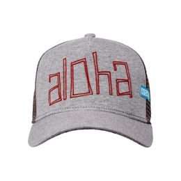 Trucker Cap COASTAL "Coastal Trucker Cap HFT Aloha Jersey", Herren, Gr. onesize, grau, 60% Polyester, 40% Baumwolle, bedruckt, Caps