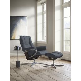Relaxsessel stressless "Mayfair", blau (atlantic blau batick), B:79cm H:102cm T:73cm, Leder BATICK: BATICK ist ein leicht korrigiertes, durchgef&auml;rbtes und genarbtes M&ouml;belleder, bei dem die meisten Unebenheiten und Spuren in der Regel entfernt wurden., Sessel, Relaxsessel, mit Hocker, mit Cross Base, Gr&ouml;&szlig;e S, M & L, Holzakzent Wenge
