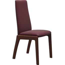 Polsterstuhl stressless "Laurel", rot (bordeaux batick, walnuss), B:57cm H:92cm T:59cm, Leder BATICK: BATICK ist ein leicht korrigiertes, durchgef&auml;rbtes und genarbtes M&ouml;belleder, bei dem die meisten Unebenheiten und Spuren in der Regel entfernt wurden., St&uuml;hle, Polsterstuhl, Low Back, Gr&ouml;&szlig;e L, mit abgerundeten Beinen in Walnuss