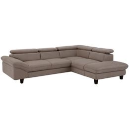 Ecksofa Home Affaire "Pilot L-Form", braun (mud), B:266cm H:73cm T:108cm, 100% Polyester; Feinstruktur 75000 Scheurtouren; Struktur 35000 Scheuertouren, Mikrofaser 40000 Scheuertouren, Sofas, Ecksofa, mit Kopfteilverstellung, wahlweise mit Bettfunktion & Bettkasten