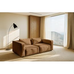 3-Sitzer Home Affaire "Tvinnet", braun, B:228cm H:73cm T:106cm, 94% PES 6% NY, Sofas, Breite 228 cm, extra tiefe Sitzfl&auml;che, kubisches Sitzvergn&uuml;gen