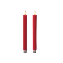 MARELIDA 2x LED Stabkerze gerillt Tafelkerzen H: 25cm in rot | Gr.: onesize