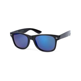styleBREAKER Nerd Sonnenbrille in Schwarz / Blau verspiegelt | Gr.: onesize