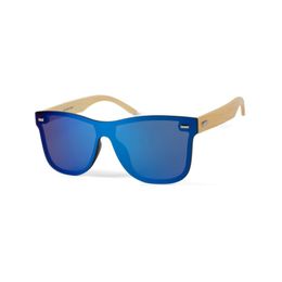 styleBREAKER Nerd Sonnenbrille in Hellbraun / Blau verspiegelt | Gr.: onesize