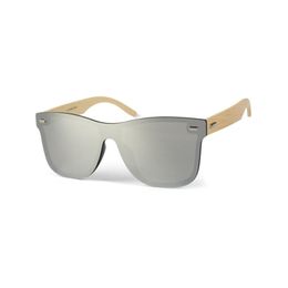 styleBREAKER Nerd Sonnenbrille in Hellbraun / Silber verspiegelt | Gr.: onesize