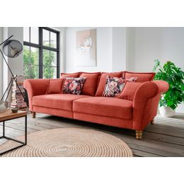 Big-Sofa Home Affaire "Tassilo Mega Sofa mit viel Platz, bequem durch Kaltschaum im Sitz", orange (koralle), B:266cm H:95cm T:110cm, 100% Polyester, Sofas, Big-Sofa