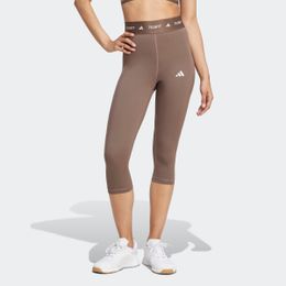 Trainingstights adidas Performance "TECHFIT CAPRI LEGGINGS", Damen, Gr. XS, N-Gr, earth strata, Obermaterial: 73% Polyester, 27% Elasthan, Hosen