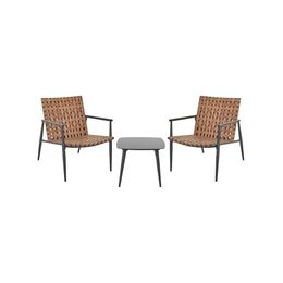 Beliani 3-tlg Bistro Set ZIRIA in Braun/Schwarz | Gr.: onesize