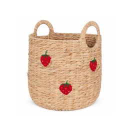 GreenGate Korb STRAWBERRY Naturfarbig mit Erdbeeren 34x33 cm | Gr.: onesize