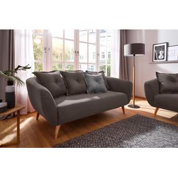 2,5-Sitzer Home Affaire "Baggio modern und romantisches Design, bequem", grau (anthrazit), B:196cm H:80cm T:103cm, Sofas, Zierkissen inklusive