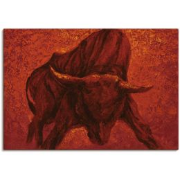 Wandbild Artland "Katalanischer Stier", rot (farbe bild(er): rot), B:100cm H:70cm, Bilder, als Leinwandbild, Poster in verschied. Gr&ouml;&szlig;en