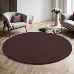 Teppich the carpet "Relax round", braun, B:200cm H:16mm L:200cm, Polyester, Teppiche, Teppich, waschbarer Wohnzimmer Teppich modern rutschfest