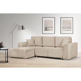 Ecksofa OTTO HOME "BEATRICE optionale Schlafsofa mit Bettkasten, B/T/H: 265/170/86 cm", beige (creme), B:265cm H:86cm T:170cm, 100% Polyester, Sofas, Ecksofa, L-Form, wahlweise auch mit Bettfunktion und Bettkasten