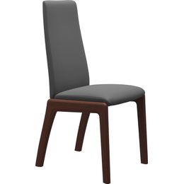 Polsterstuhl stressless "Laurel", grau (grau batick, walnuss), B:57cm H:92cm T:59cm, Leder BATICK: BATICK ist ein leicht korrigiertes, durchgef&auml;rbtes und genarbtes M&ouml;belleder, bei dem die meisten Unebenheiten und Spuren in der Regel entfernt wurden., St&uuml;hle, Polsterstuhl, Low Back, Gr&ouml;&szlig;e L, mit abgerundeten Beinen in Walnuss