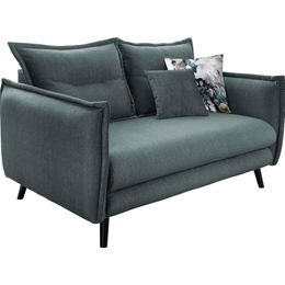 2-Sitzer Home Affaire "Lazio", blau (ocean), B:162cm H:94cm T:110cm, Sofas, inklusive 1 Stk. Wende- und 1 Stk. Zierkissen