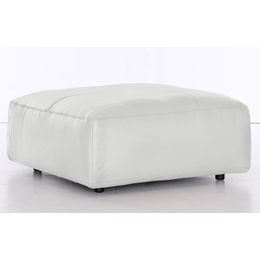 Hocker Musterring "LUCIA", wei&szlig; (snow bax), B:100cm H:43cm T:100cm, Flachgewebe VALMONT (60% Baumwolle/40% Leinen);Leder PURO, pigmentiertes Leder;Microfaser CRONA (100% Polyester);Flachgewebe FLORIS (100% Polyester);Leder BAX, pigmentiertes Leder, Hocker, Hocker