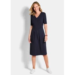 GOLDNER Kurzgr&ouml;&szlig;e: Viskosekleid mit Kellerfalten in marine | Gr.: 25